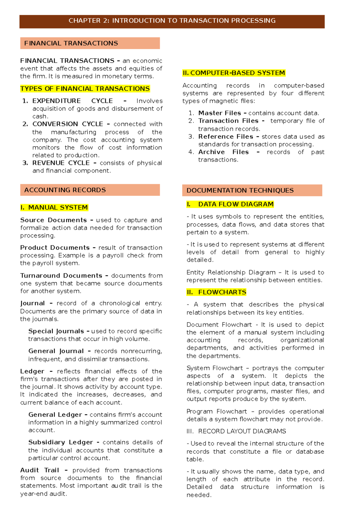 Accounting Information Systems: Chapter 2 - Transaction Processing Essentials - Studocu