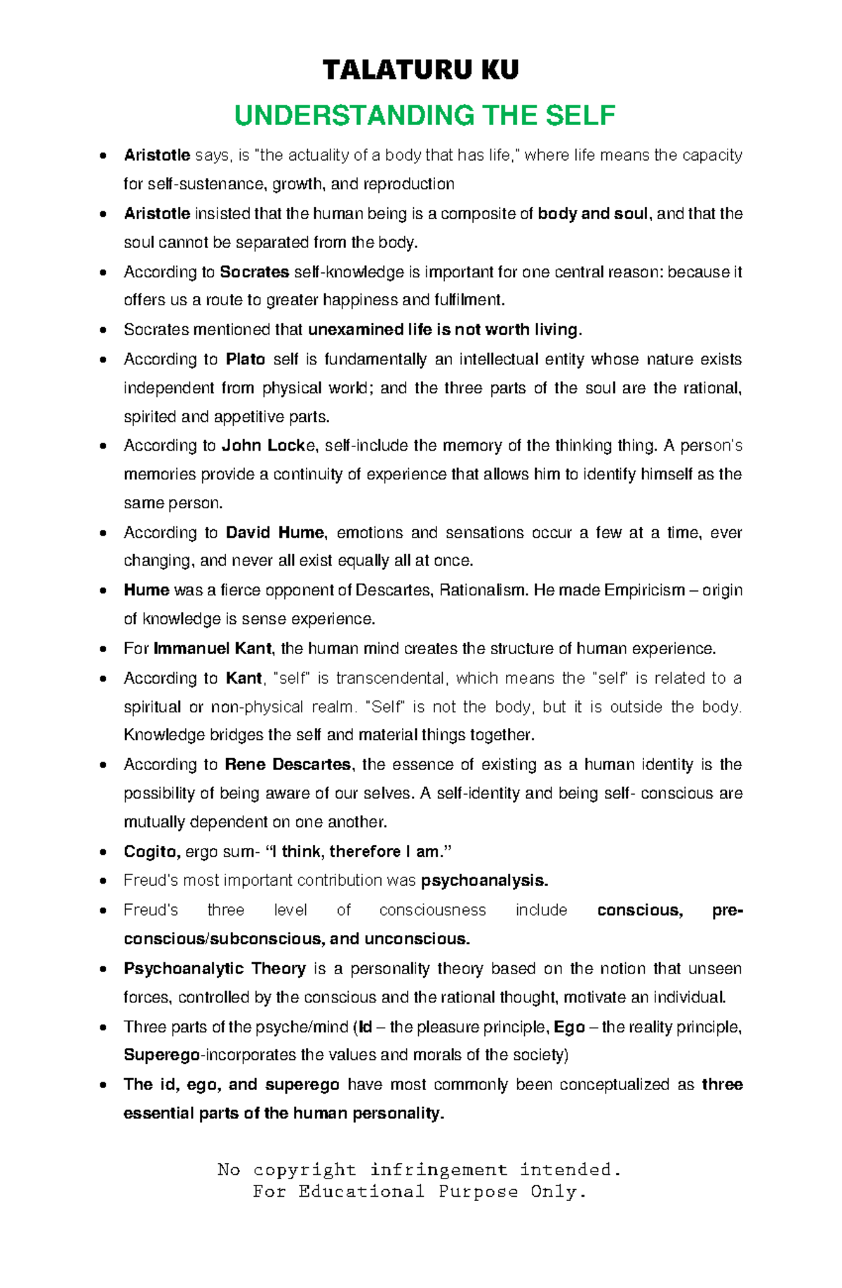 TALATURU KU: Understanding the Self in Philosophy - LET Exam Notes ...