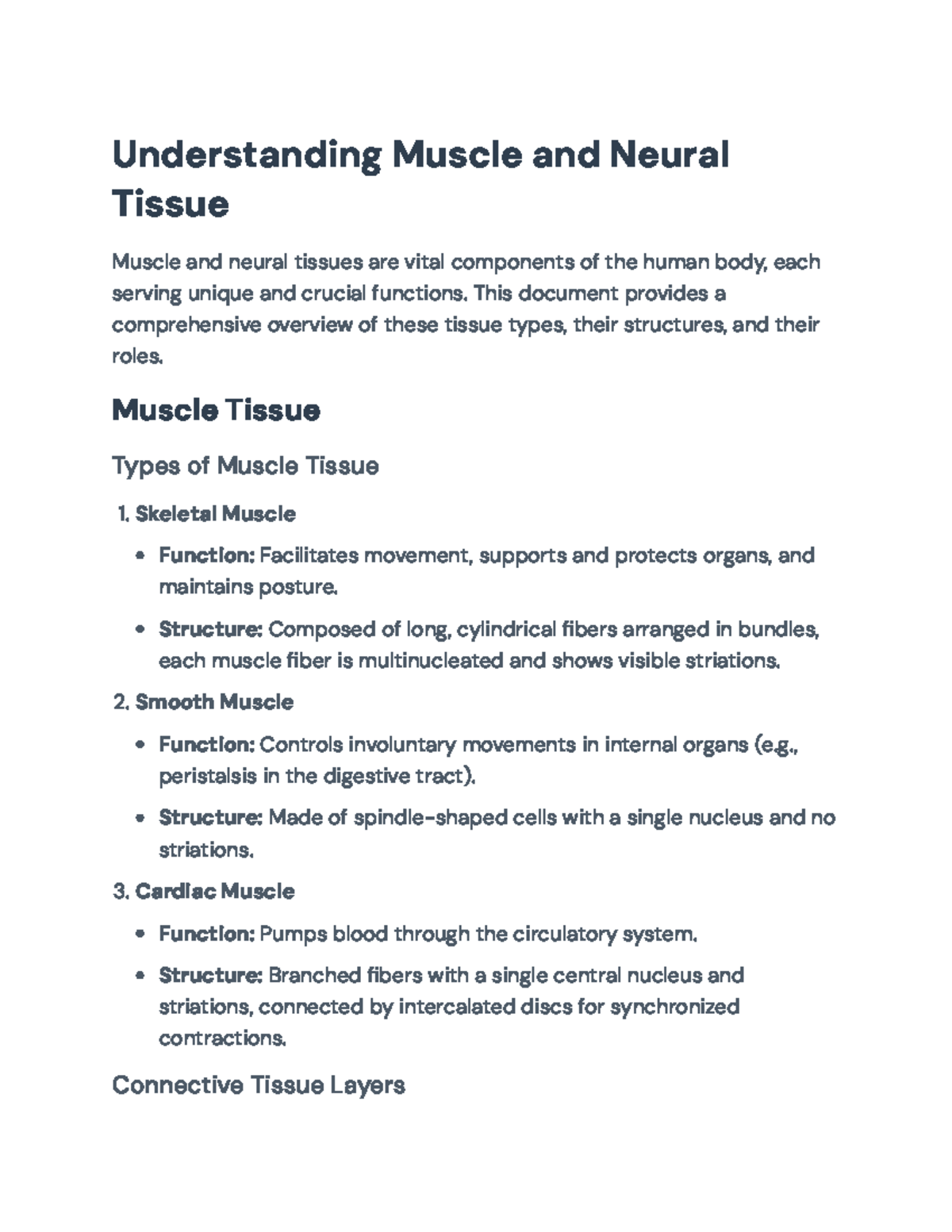 Understanding Muscle and Neural Tissues: Structures and Functions ...