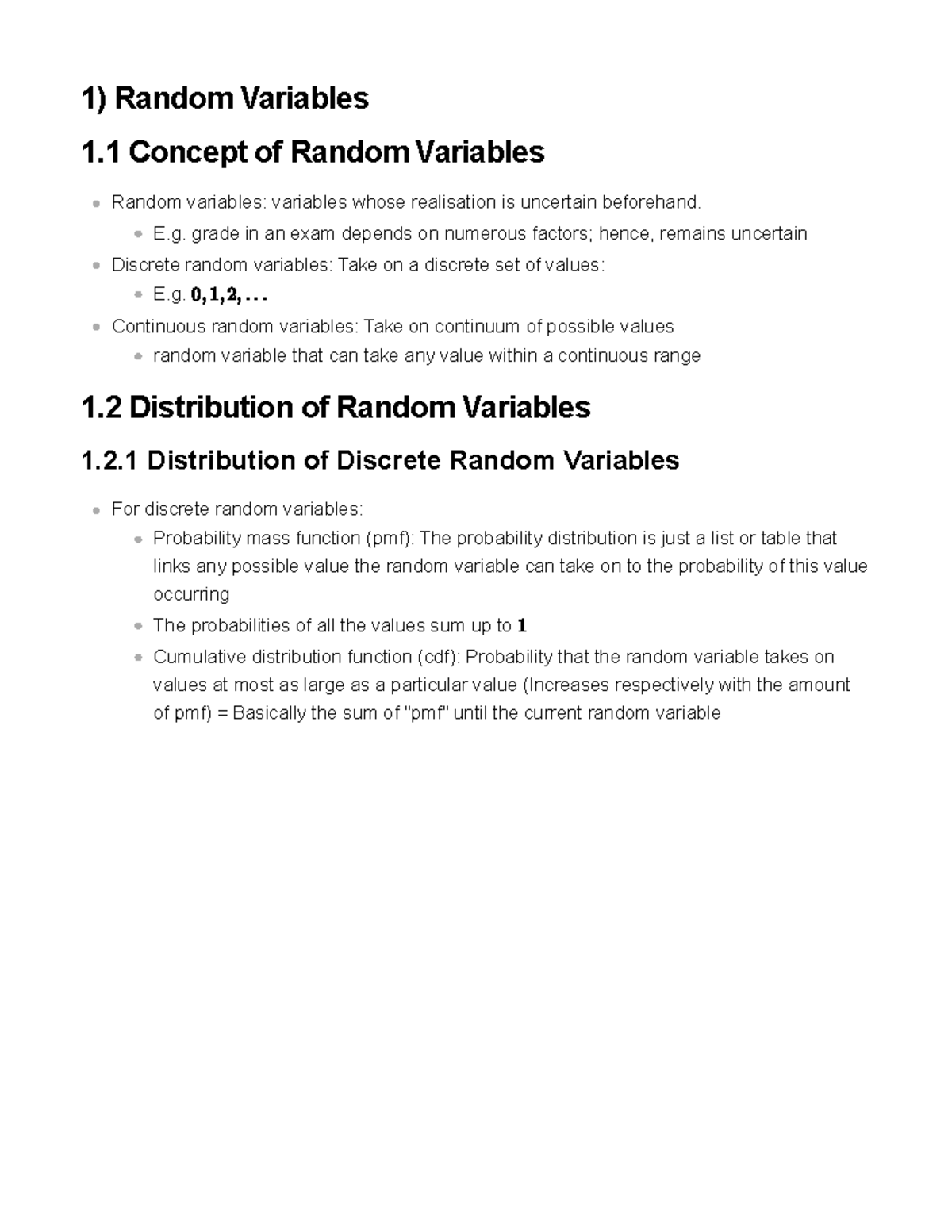 Random Variables: Concepts, Distributions, and Sampling Notes - Studocu