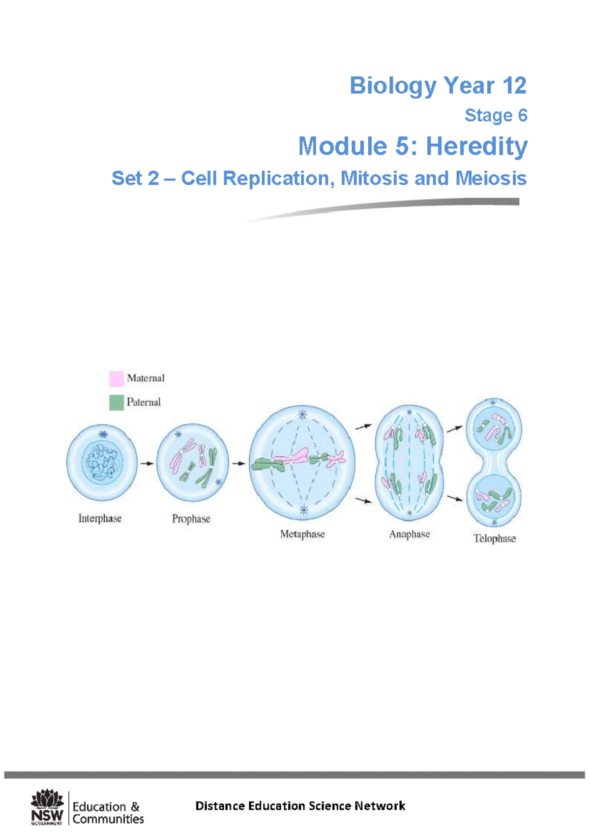 Biology Year 12 Stage 6 Module 5: Heredity Set 2 - Mitosis & Meiosis ...