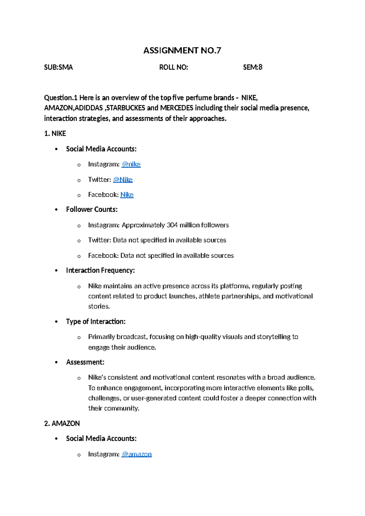 Assignment NO 7 sma - sma assignmant - ASSIGNMENT NO. SUB:SMA ROLL NO: SEM: Question Here is an ...