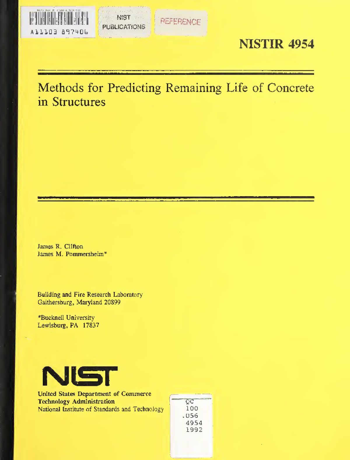 Nistir 4954 - Codes for Concrete - reference Methods for Predicting ...