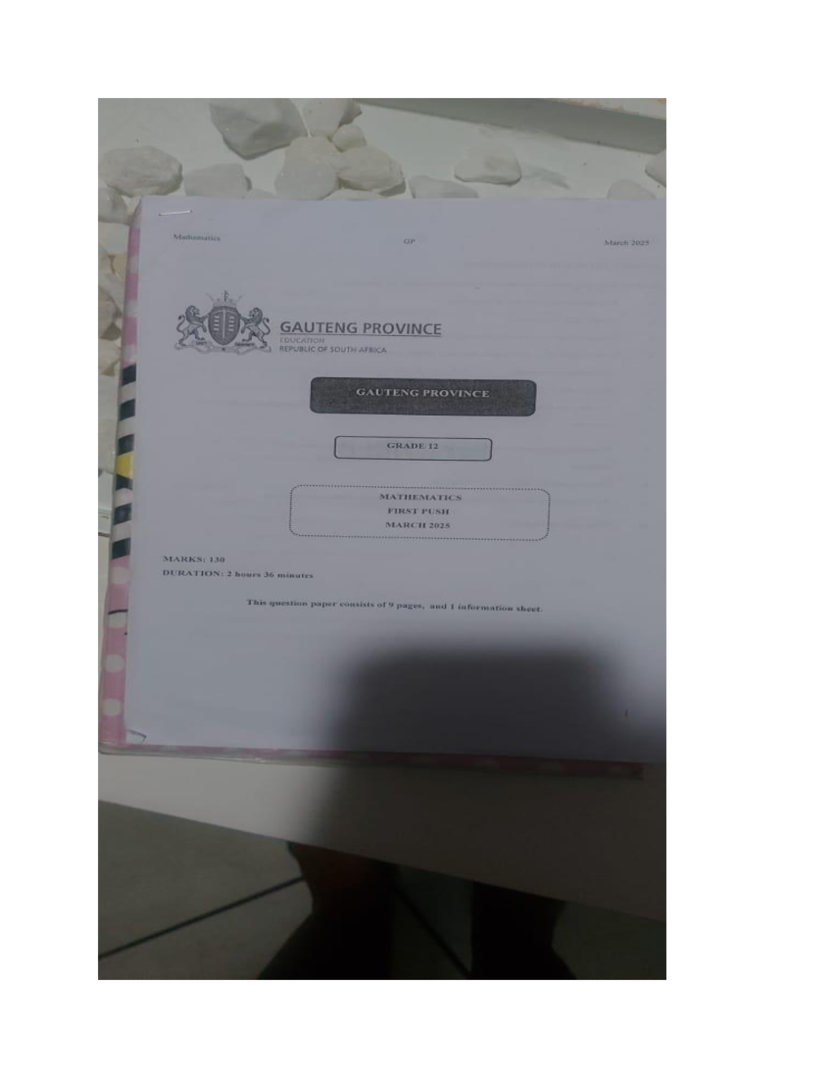 Mathematics GP First Push March 2025 Exam Paper and Solutions - Studocu