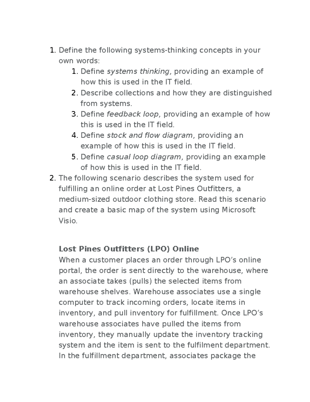 6-1 System Thinking Project Milestones and Overview of IT Application ...