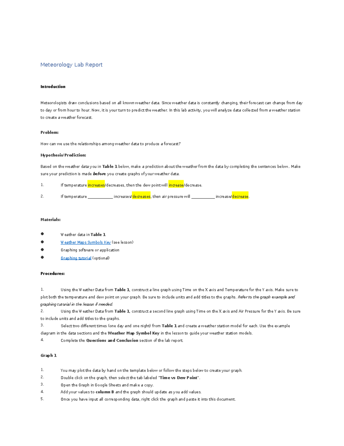 Meteorology Lab Report: Weather Data Analysis & Forecasting (2.04) - Studocu