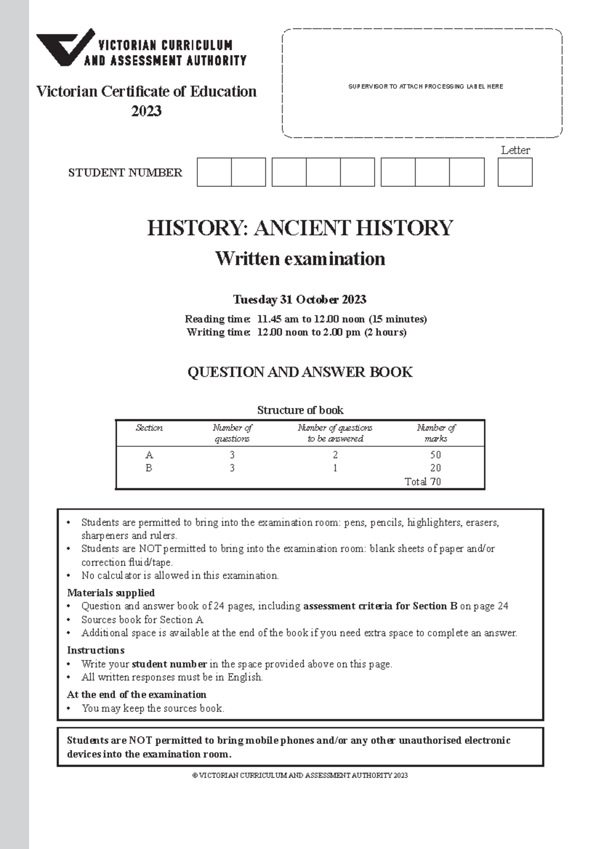 2023histancient-w - Past exam - HISTORY: ANCIENT HISTORY Written ...