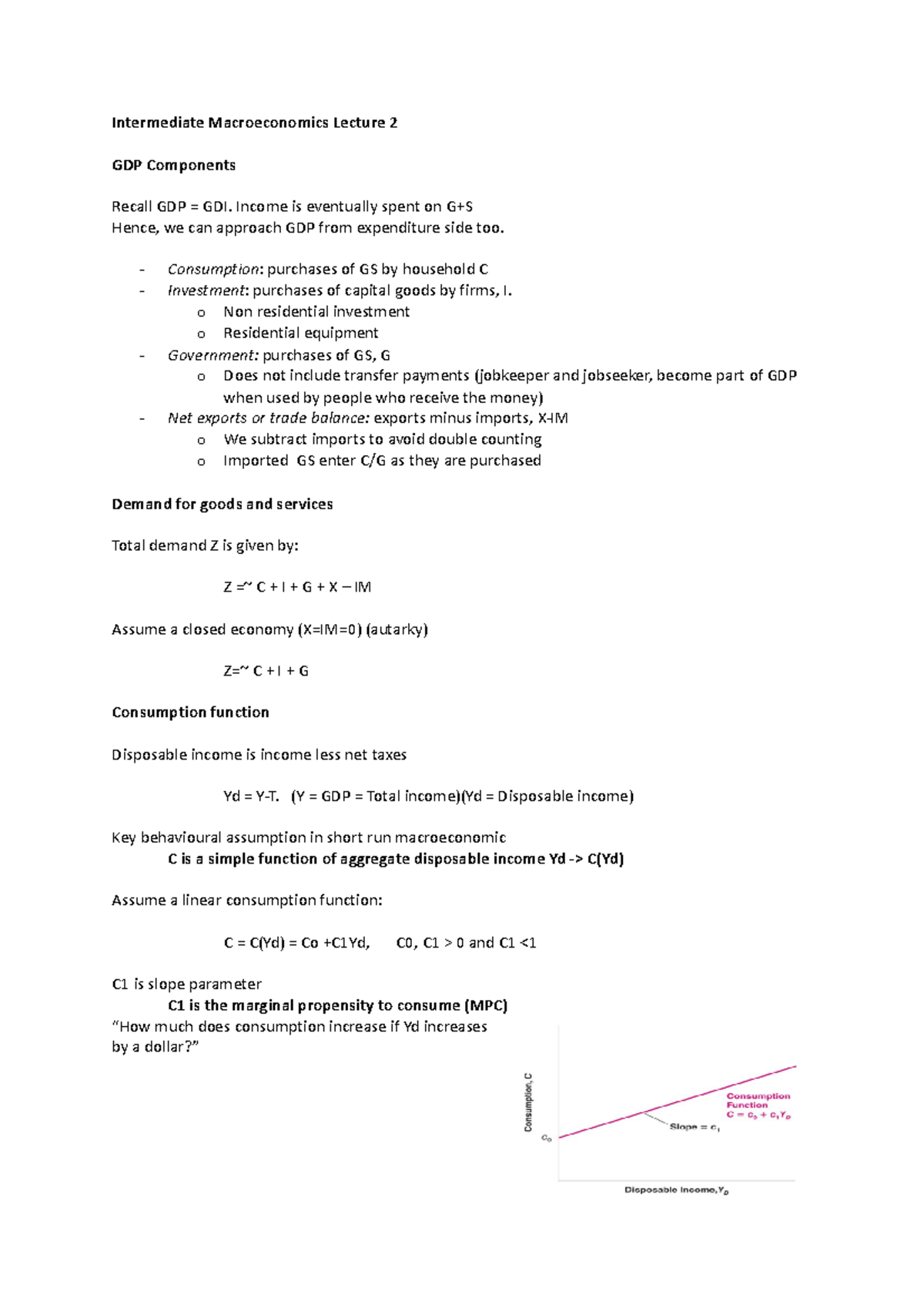 Macroeconomics Lecture 2 Notes - Intermediate Macroeconomics Lecture 2 ...