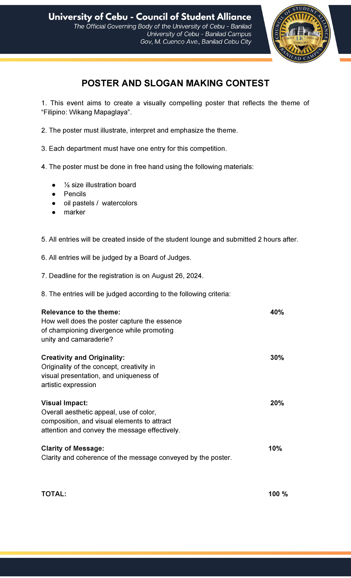 Poster-Making Guidelines for "Filipino: Wikang Mapaglaya" Contest - Studocu