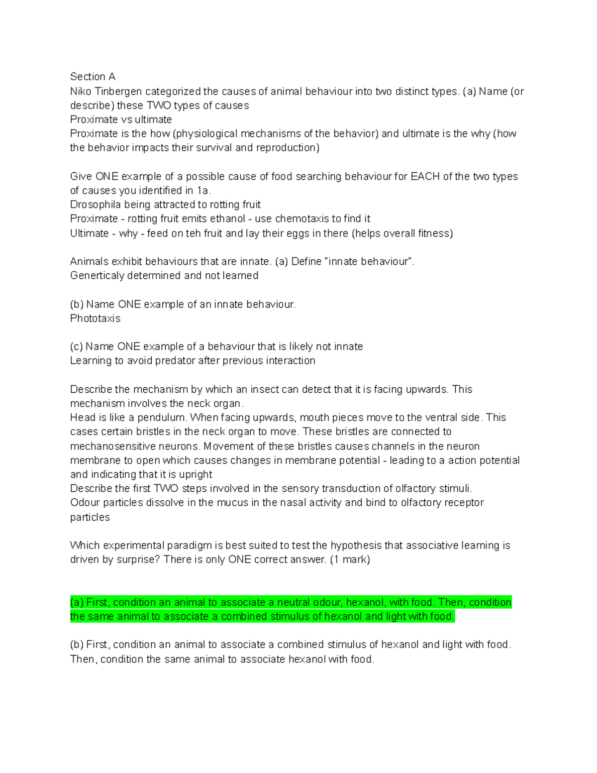 Practise Zoo Questions: Proximate and Ultimate Causes of Animal ...