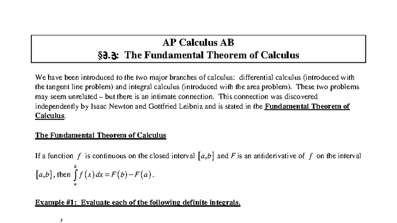AP Calculus AB Final Exam: The Fundamental Theorem of Calculus - Studocu