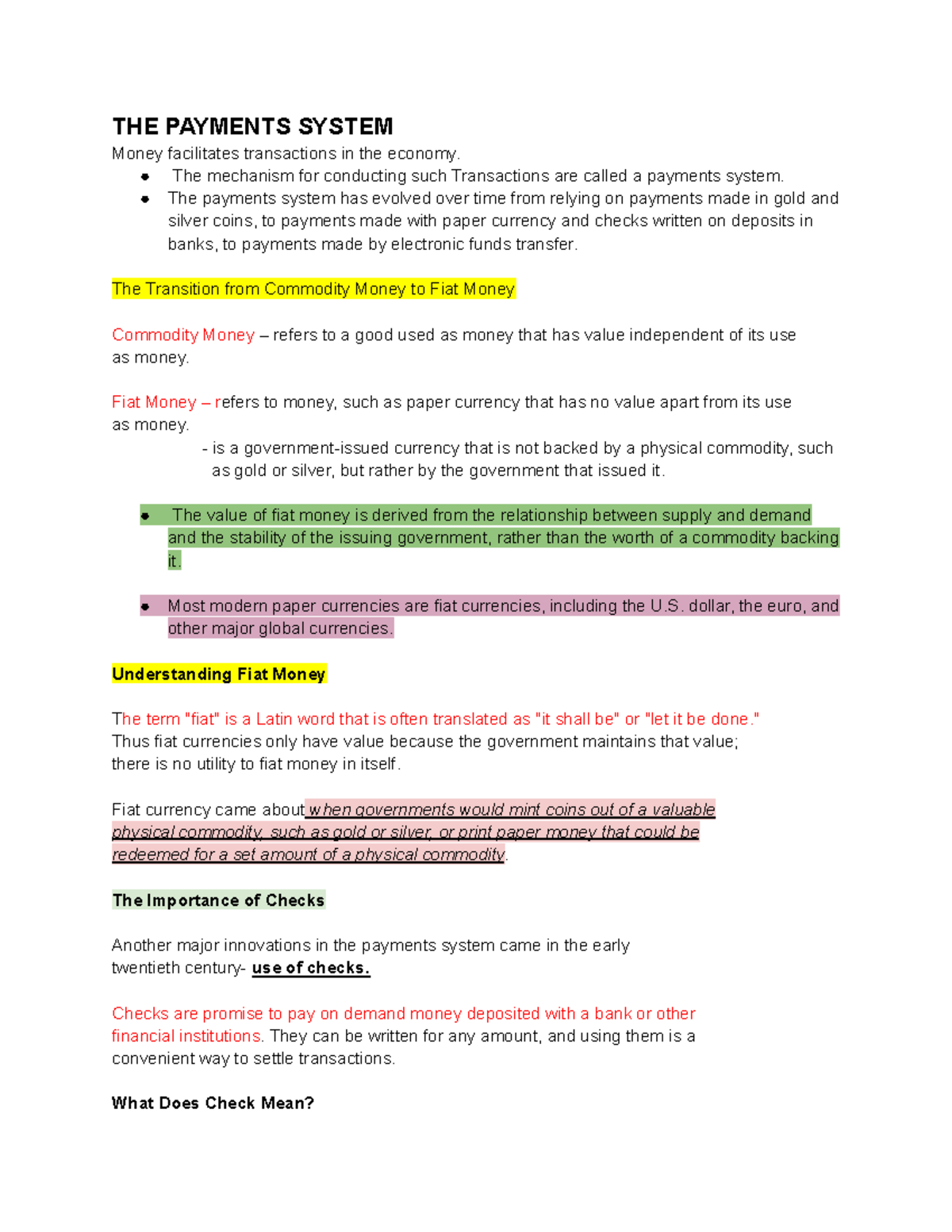 THE Payments System - THE PAYMENTS SYSTEM Money facilitates ...