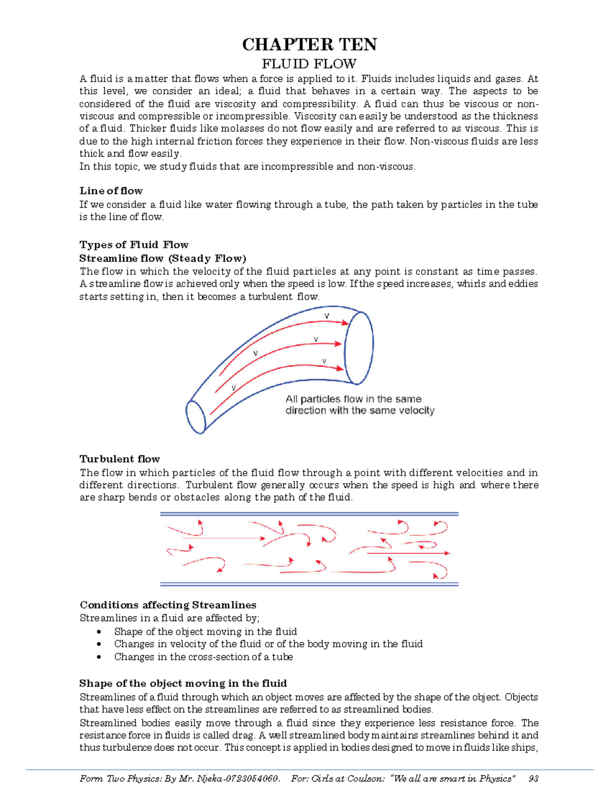 Form 2 Physics: Fluid Flow Concepts and Dynamics (PHY 201) - Studocu