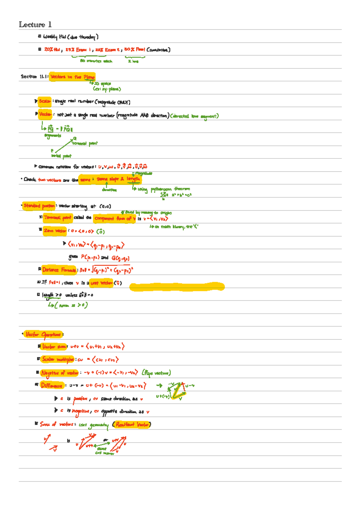 Lecture Notes: Vectors in 2D and 3D Space (Course Code: HW) - Studocu