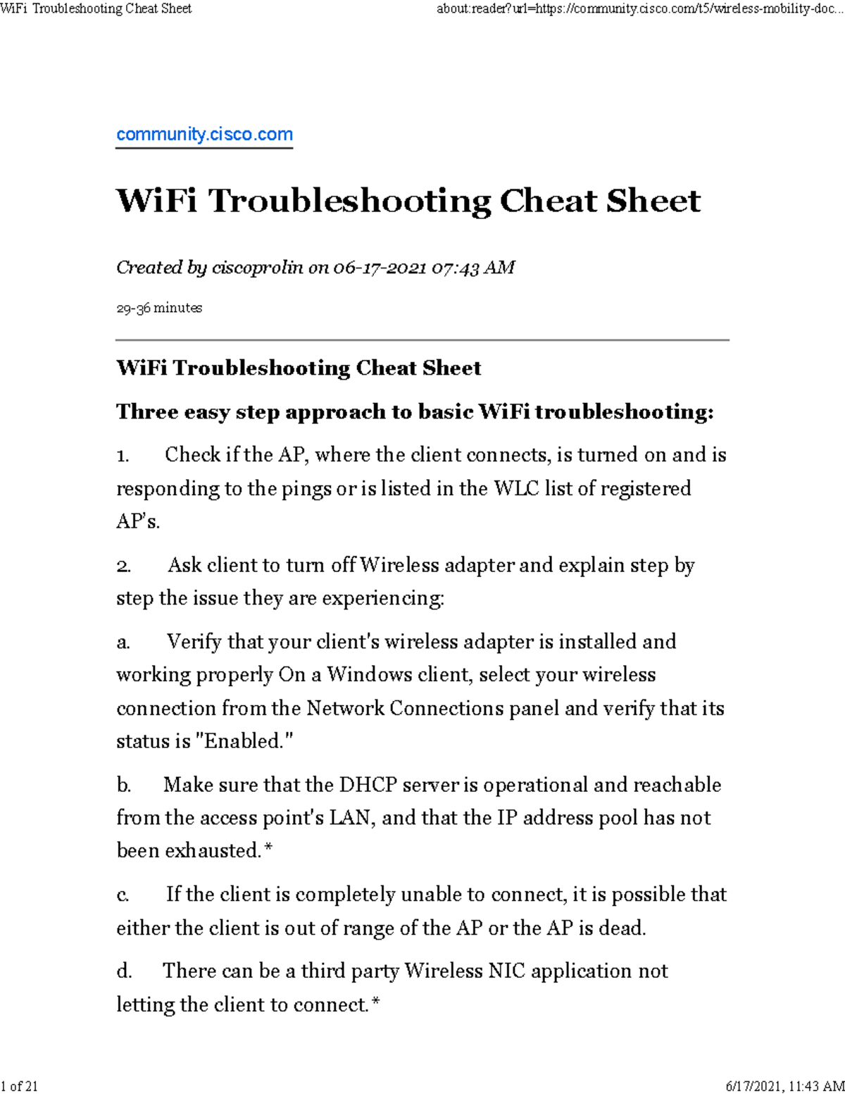 WiFi Troubleshooting Cheat Sheet: Essential Guidelines for Effective ...
