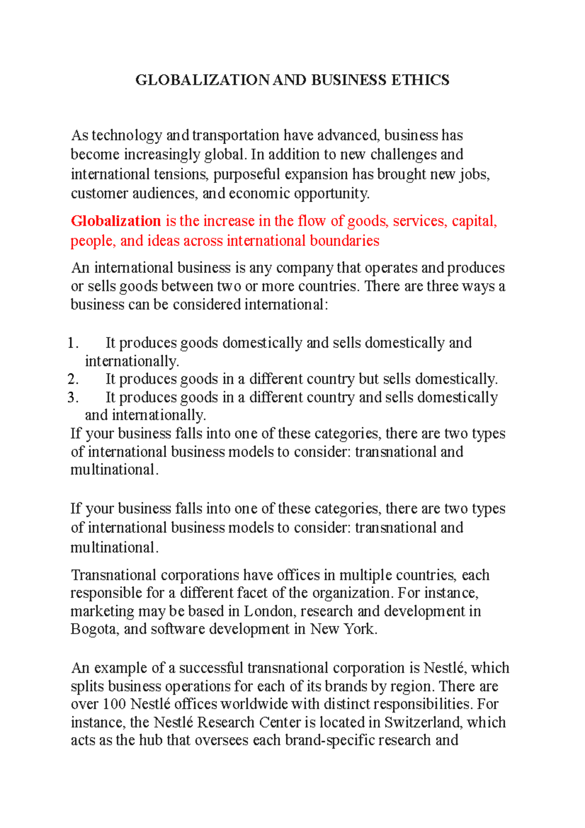 Globalization and Business Ethics: Navigating Challenges and ...