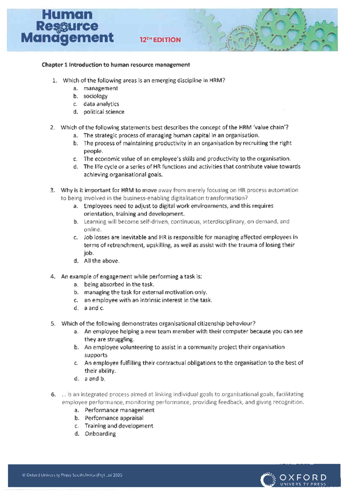 HRM 101 Chapter 1: Introduction to Human Resource Management - Studocu