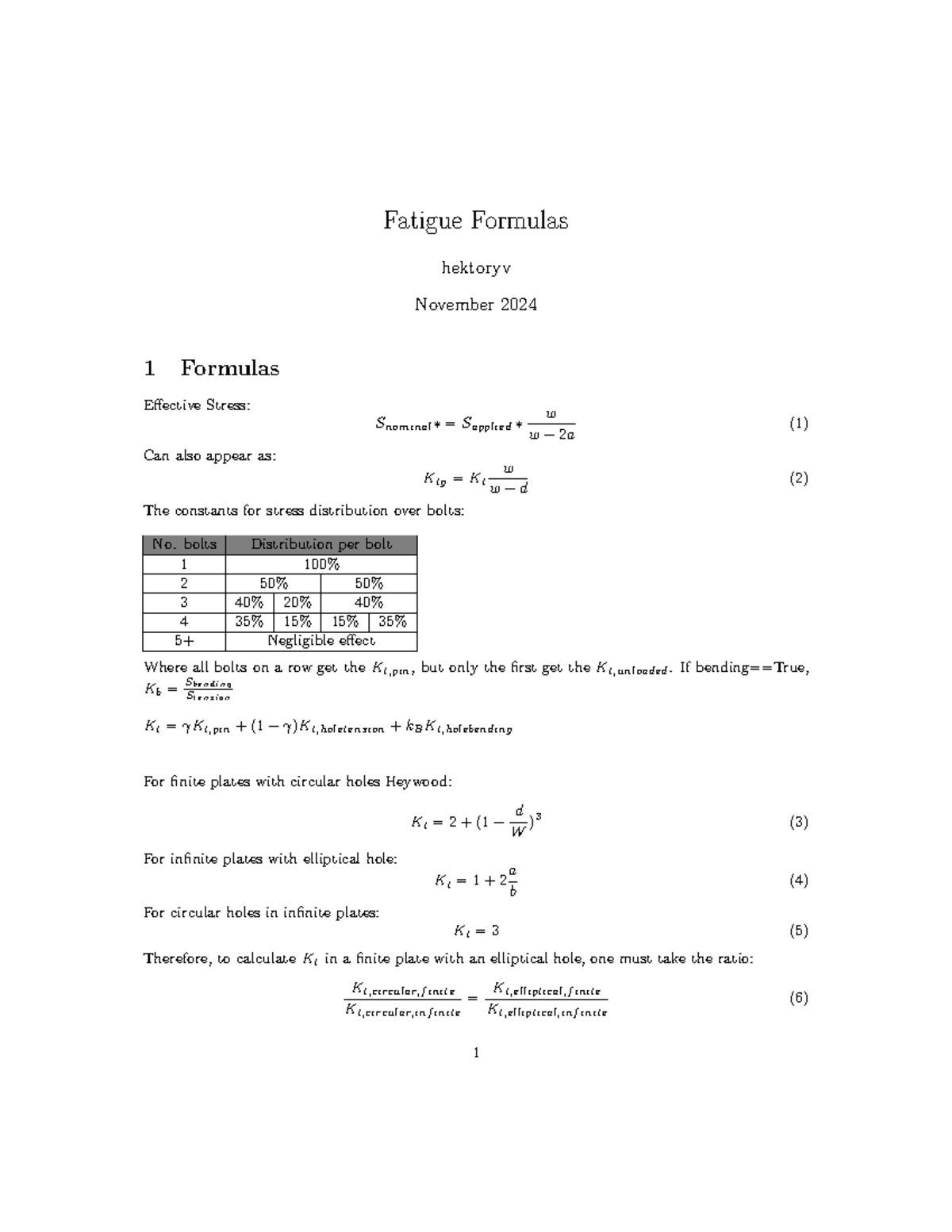 Fatigue Formulas and Stress Concentration Factors Analysis - Studeersnel