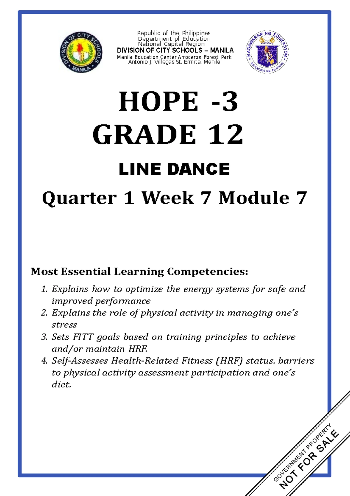 Copy of HOPE 3 Q1 M3 - HOPE Health Optimizing Physical Education (HOPE ...