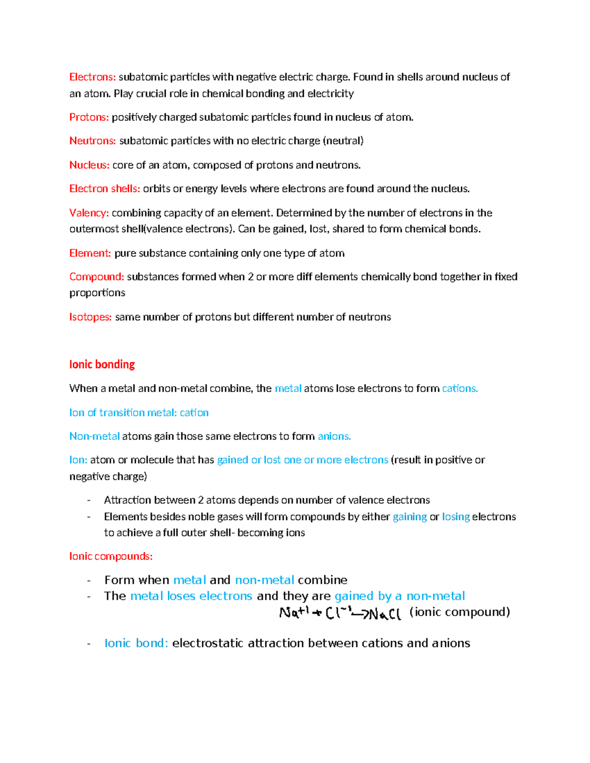 Chem 101: Comprehensive Notes on Atomic Structure and Bonding - Studocu