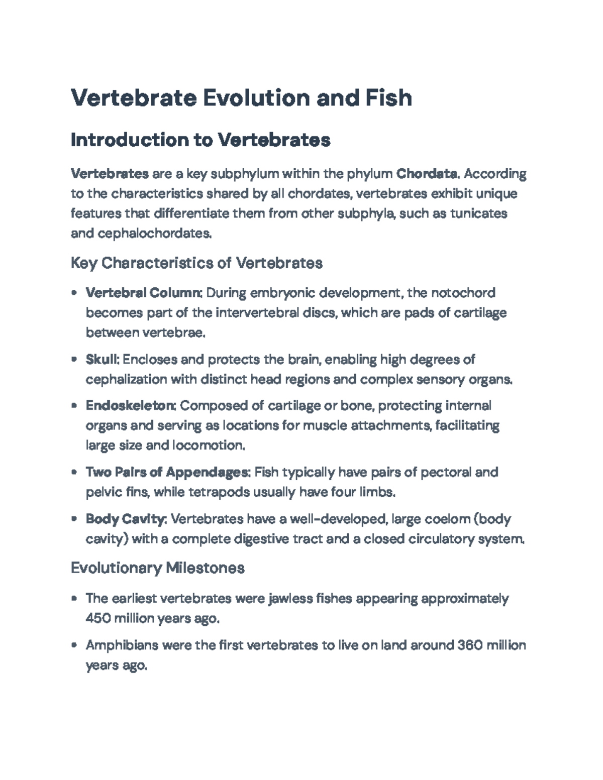 Vertebrate Evolution and Fish: Key Characteristics and Milestones ...