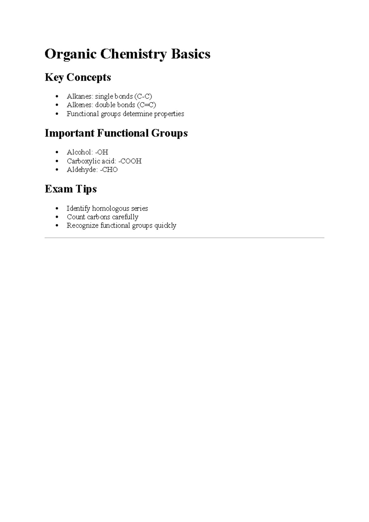 Organic Chemistry Basics - Biology - Studocu