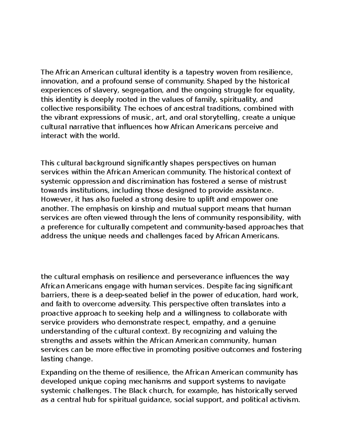 Cultural Identity and Human Services in African American Communities ...