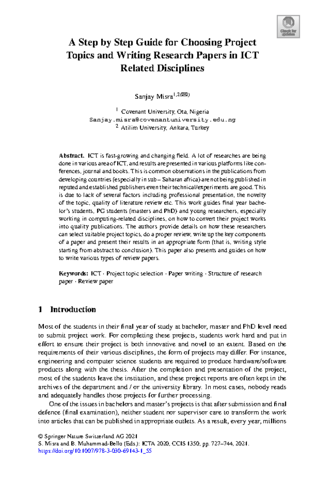 A Step by Step Guide for ICT Project Topics & Research Paper Writing ...