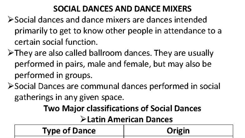 SOCIAL DANCES & DANCE MIXERS: A Guide to Etiquette & Styles - Studocu