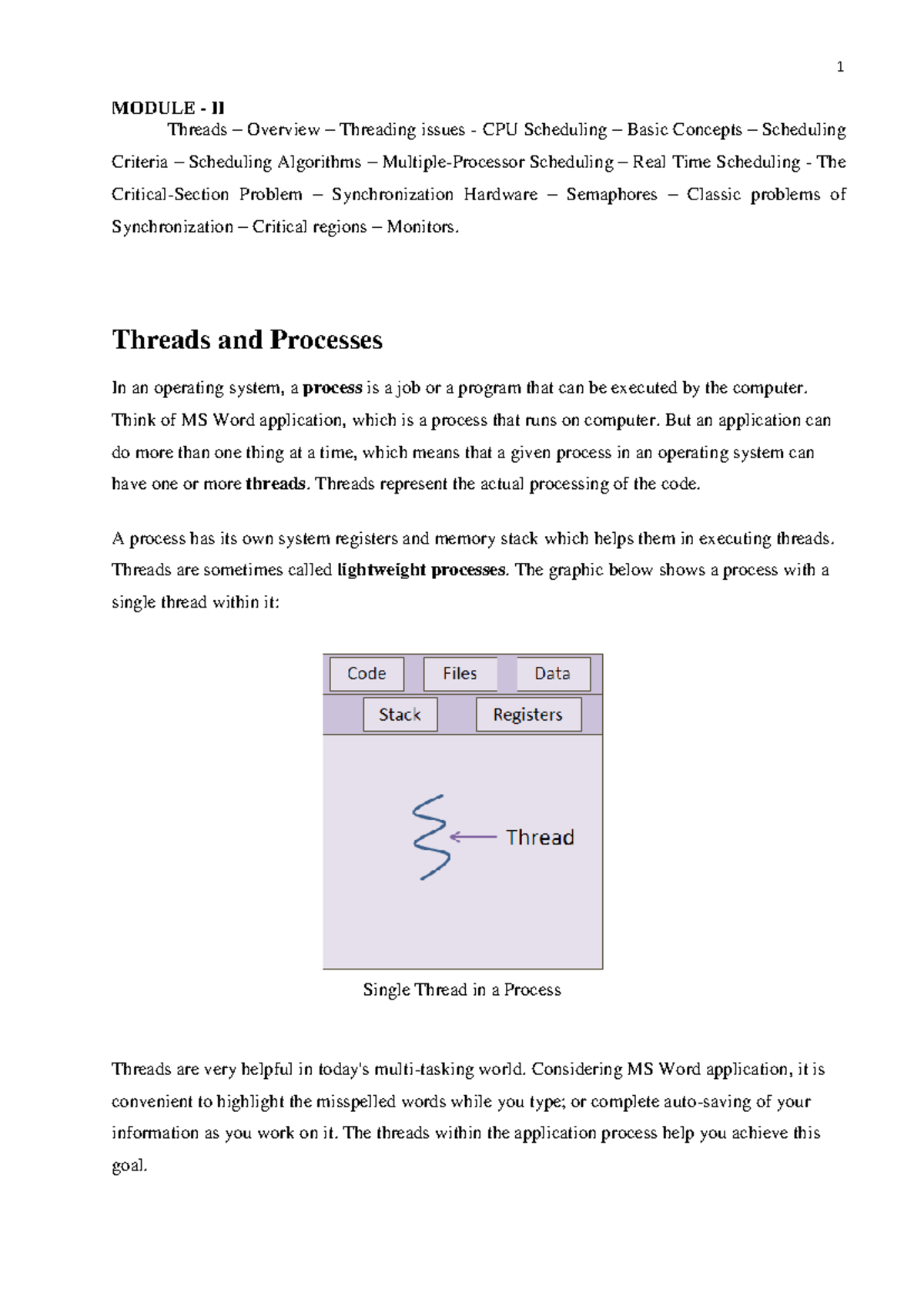 OS Notes - Threads & Processes (Unit 2) - Studocu