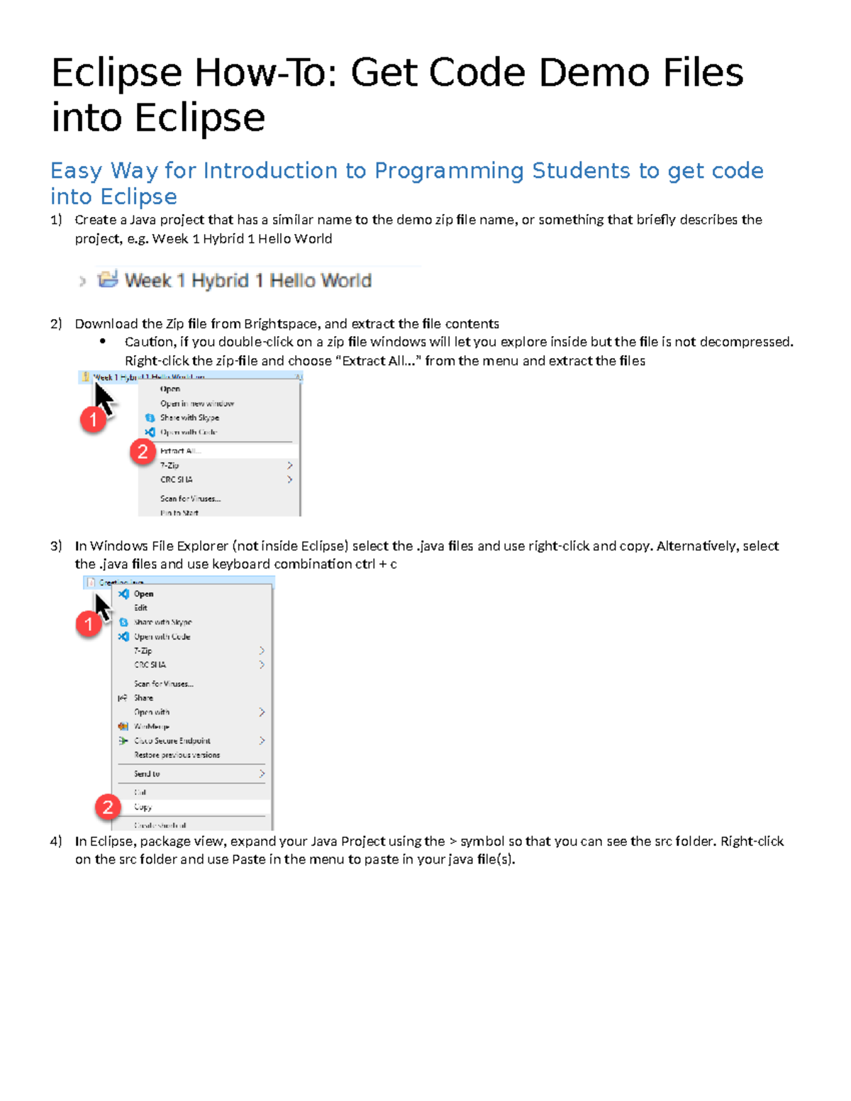 Step 07 Eclipse How to get code demos into Eclipse - Eclipse How-To ...