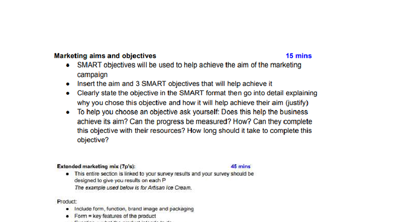 Marketing Aims & SMART Objectives for Campaign (MKT 101) - Studocu