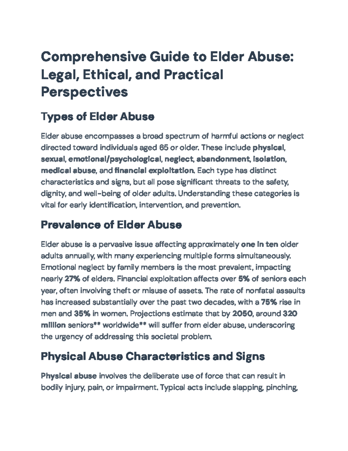Comprehensive Guide to Elder Abuse: Legal, Ethical & Prevention ...