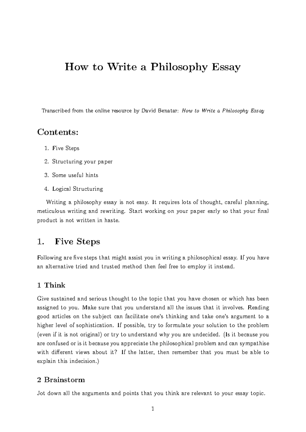 PHIL 101: Essay Writing Guide for Philosophy Students - Studocu