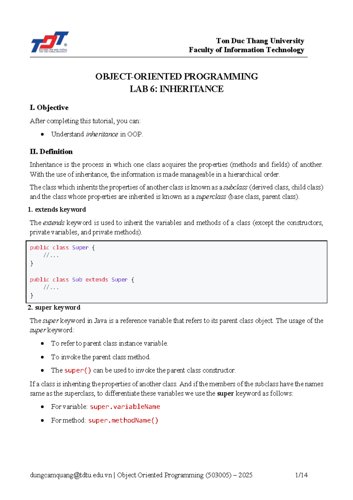 Lab 6: Inheritance in object oriented programming (503005) - Studocu