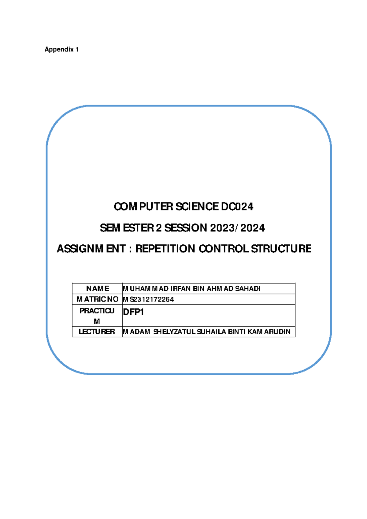 Assigment sc - goood morning - COMPUTER SCIENCE DC SEMESTER 2 SESSION 2023/ ASSIGNMENT ...