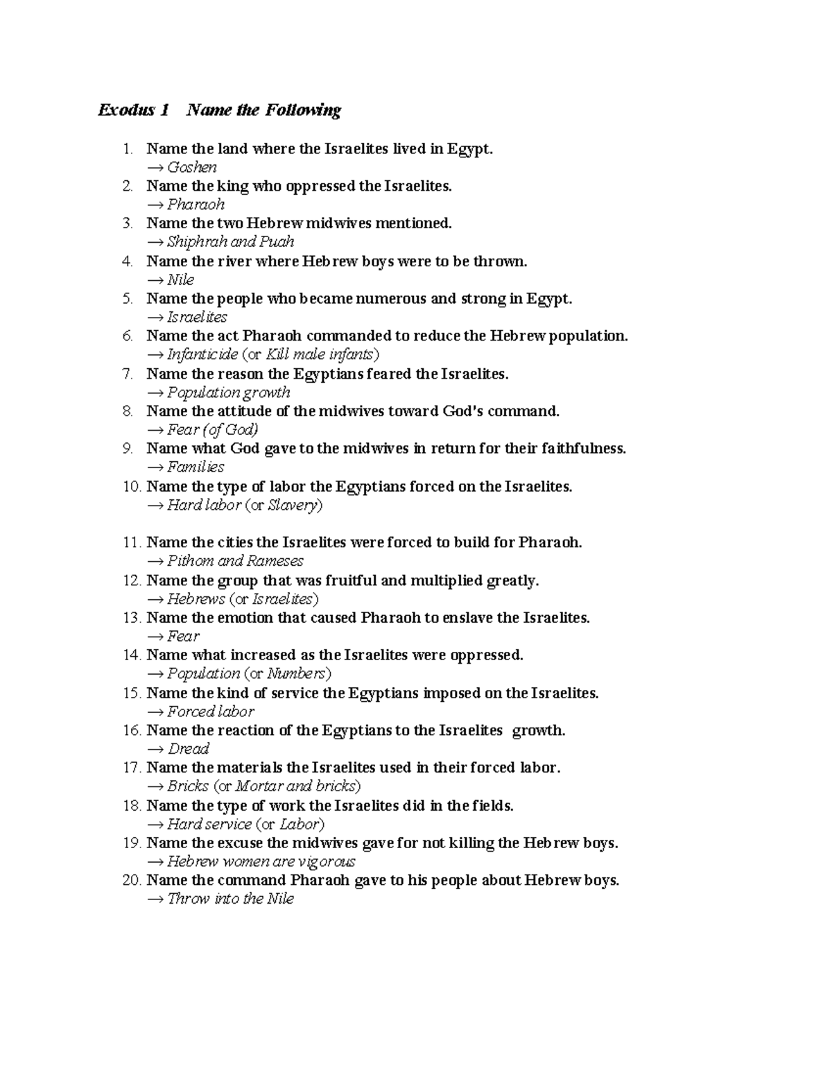 Exodus Quiz Questions & Answers Compilation (Various Types) - Studocu