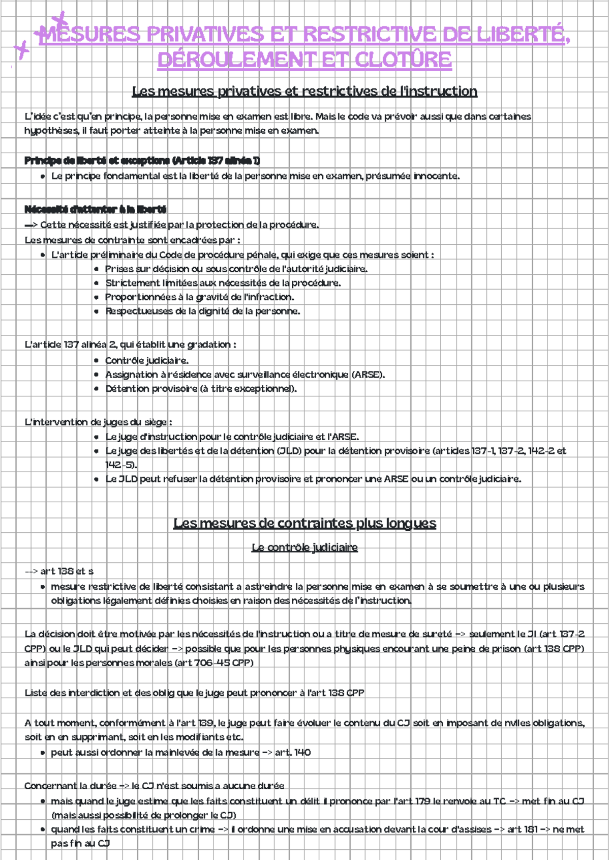 MESURES PRIVATIVES ET RESTRICTIVES DE LIBERTÉ - Note de Cours L ...