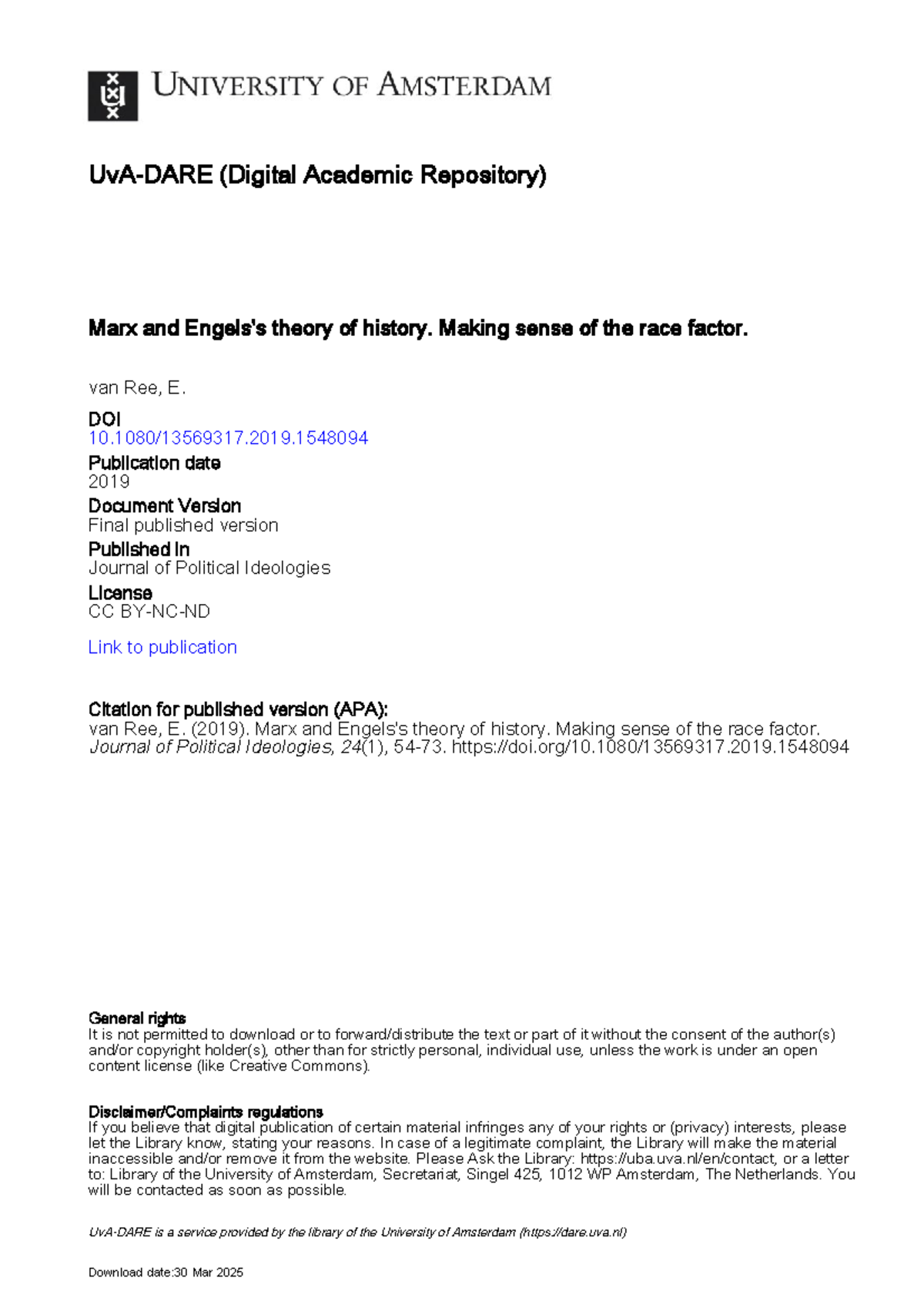 Marx & Engels' Historical Theory: Analyzing the Race Factor - Studeersnel