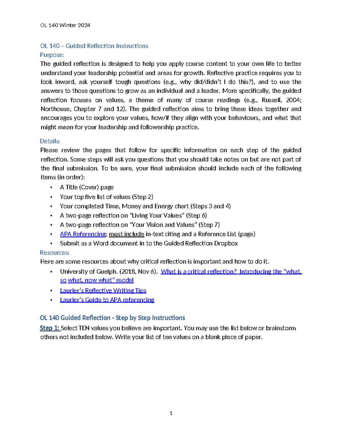 OL 140 W24 Guided Reflection Instructions v JEL - OL 140 – Guided ...