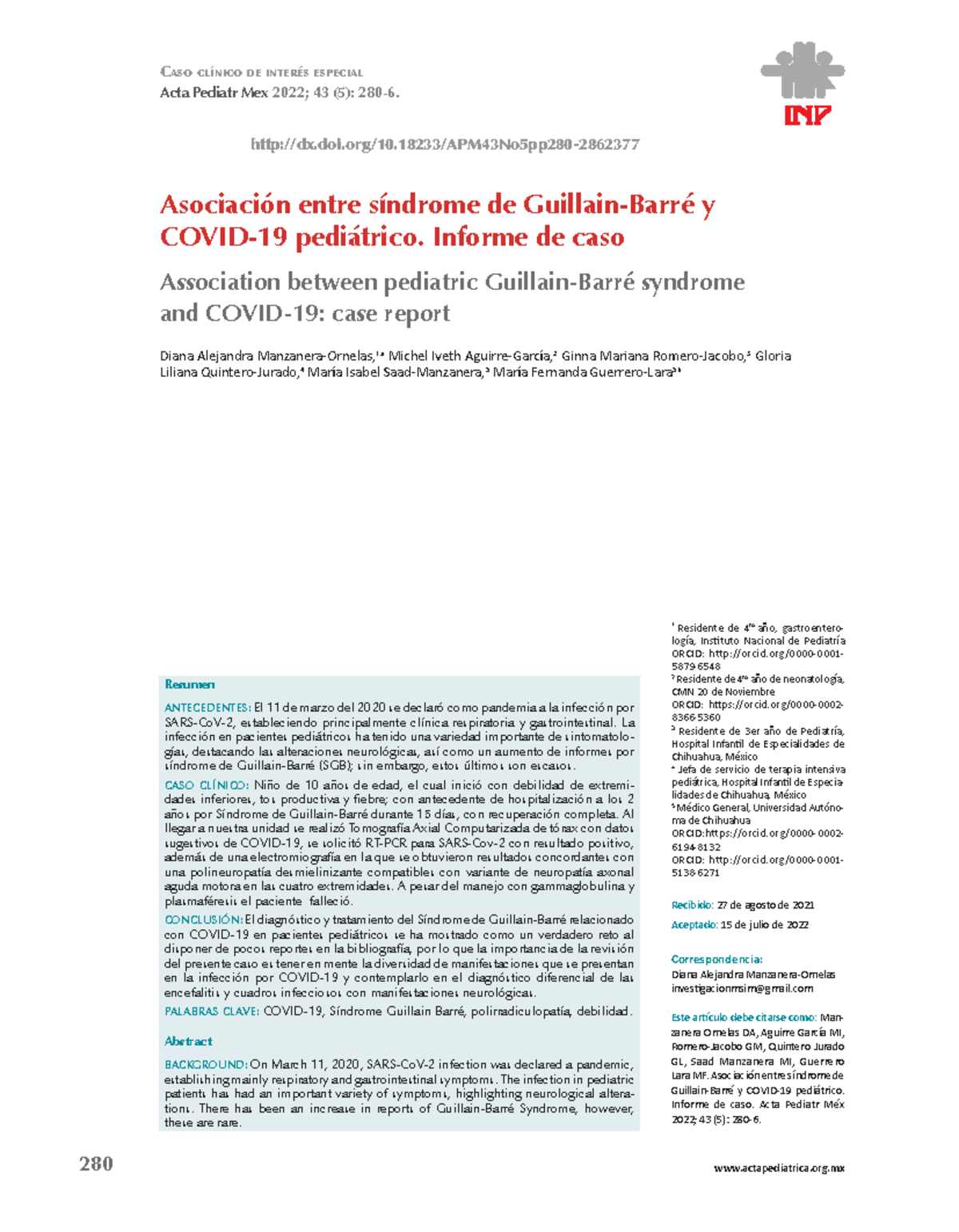 Asociación entre Síndrome de Guillain-Barré y COVID-19 en Pediatría ...