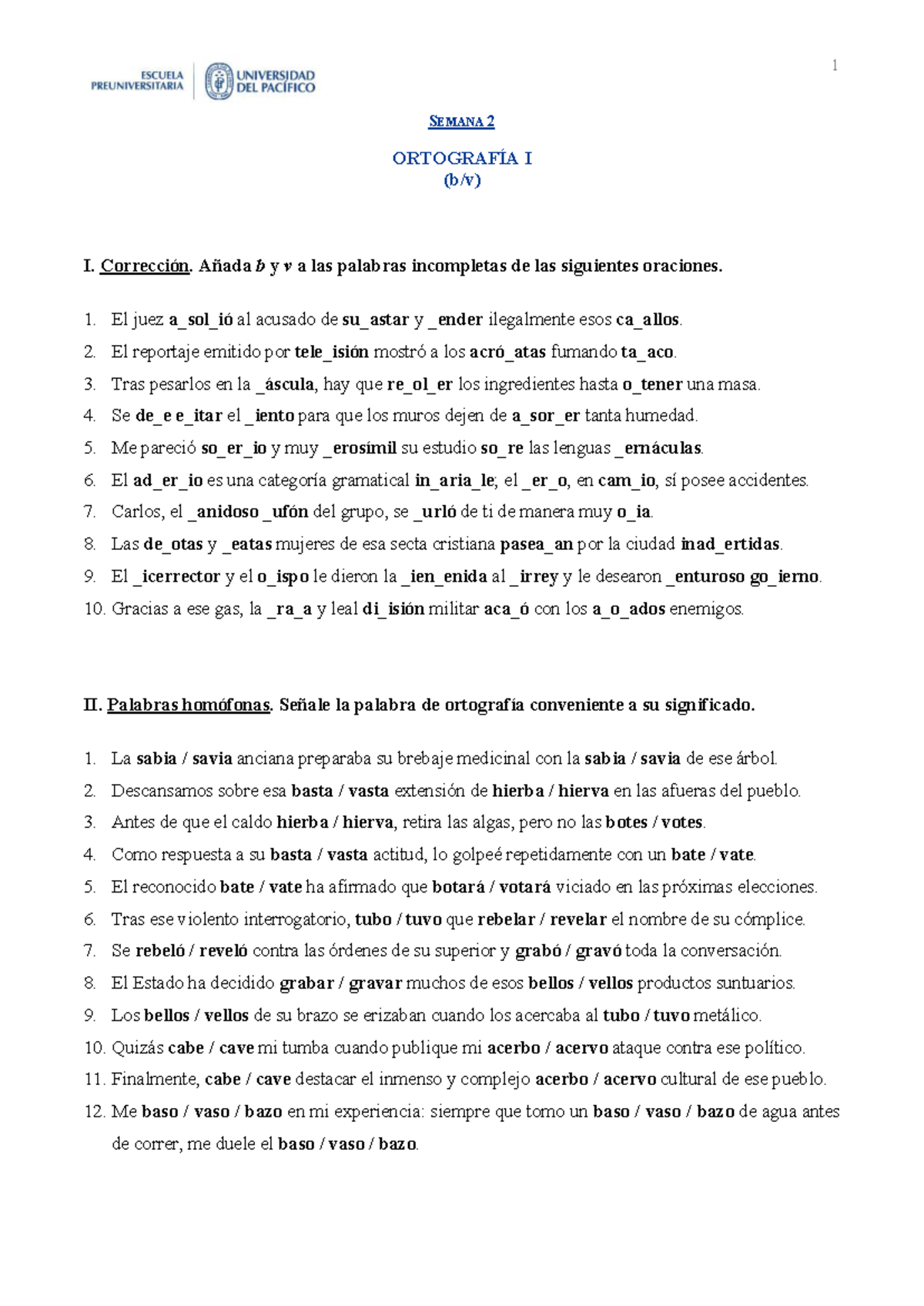 2a Ortografía I (bv) - Corrección de Errores y Homófonos - Studocu