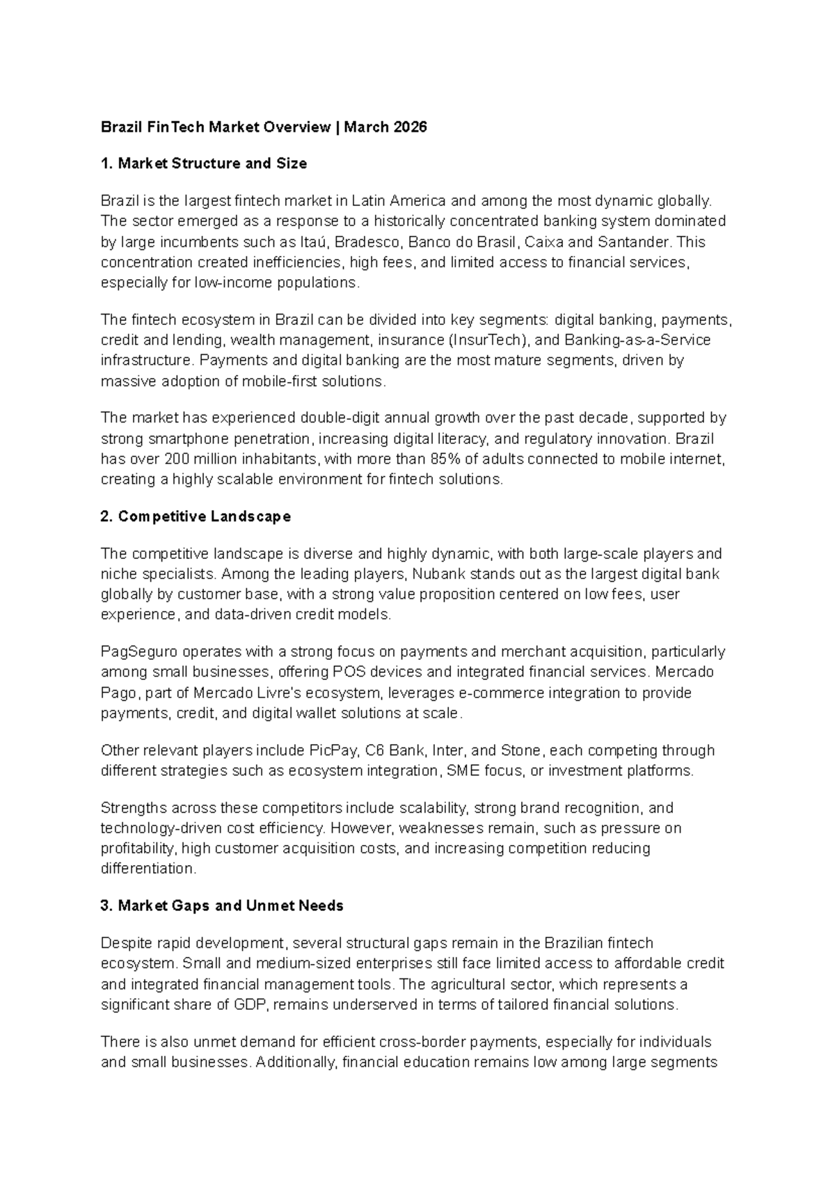 Brazil FinTech Market Overview: Trends & Challenges (March 2026) - Studocu