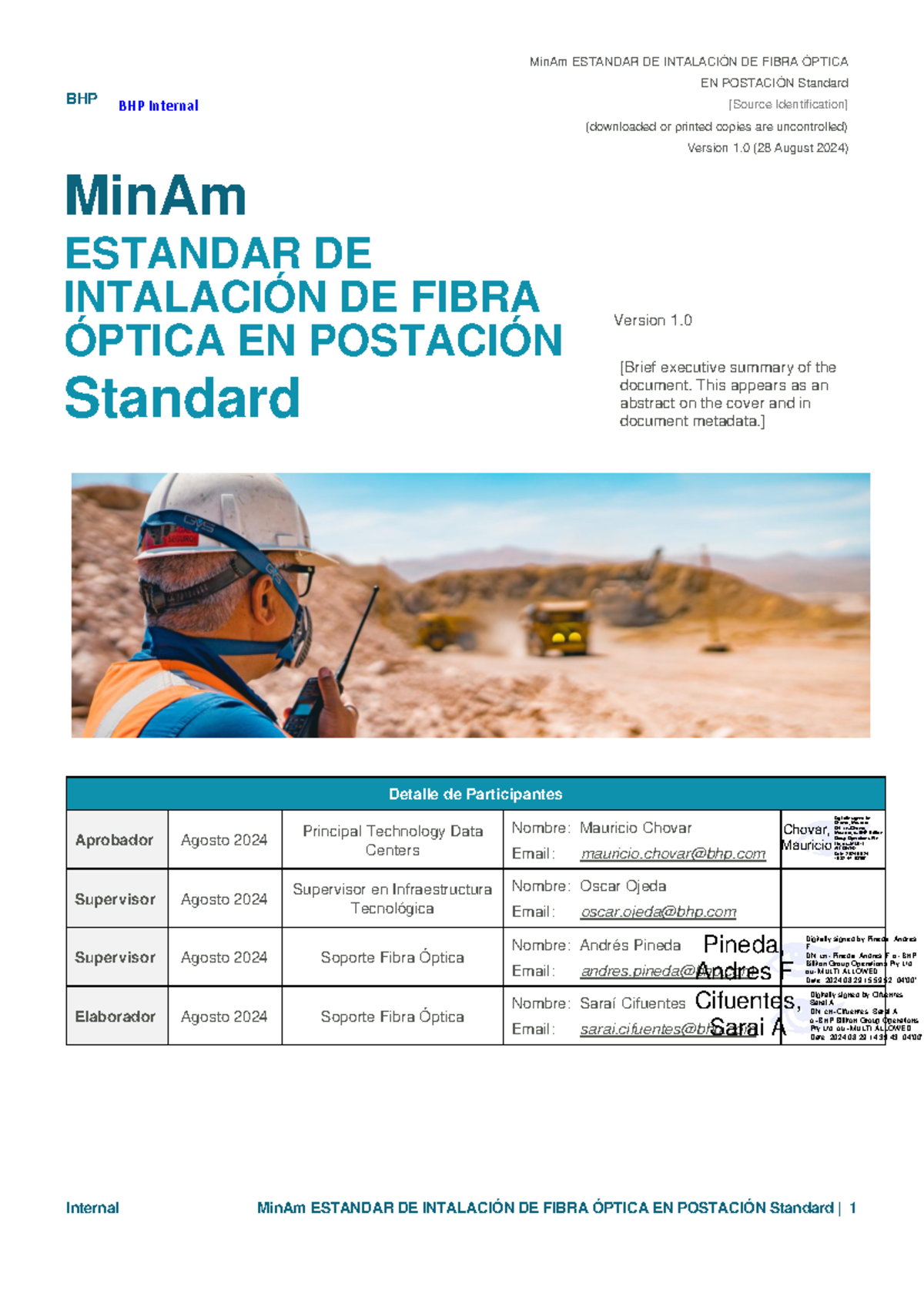 Estandar de Instalación de Fibra Óptica en Postación BHP v1.0 - Studocu