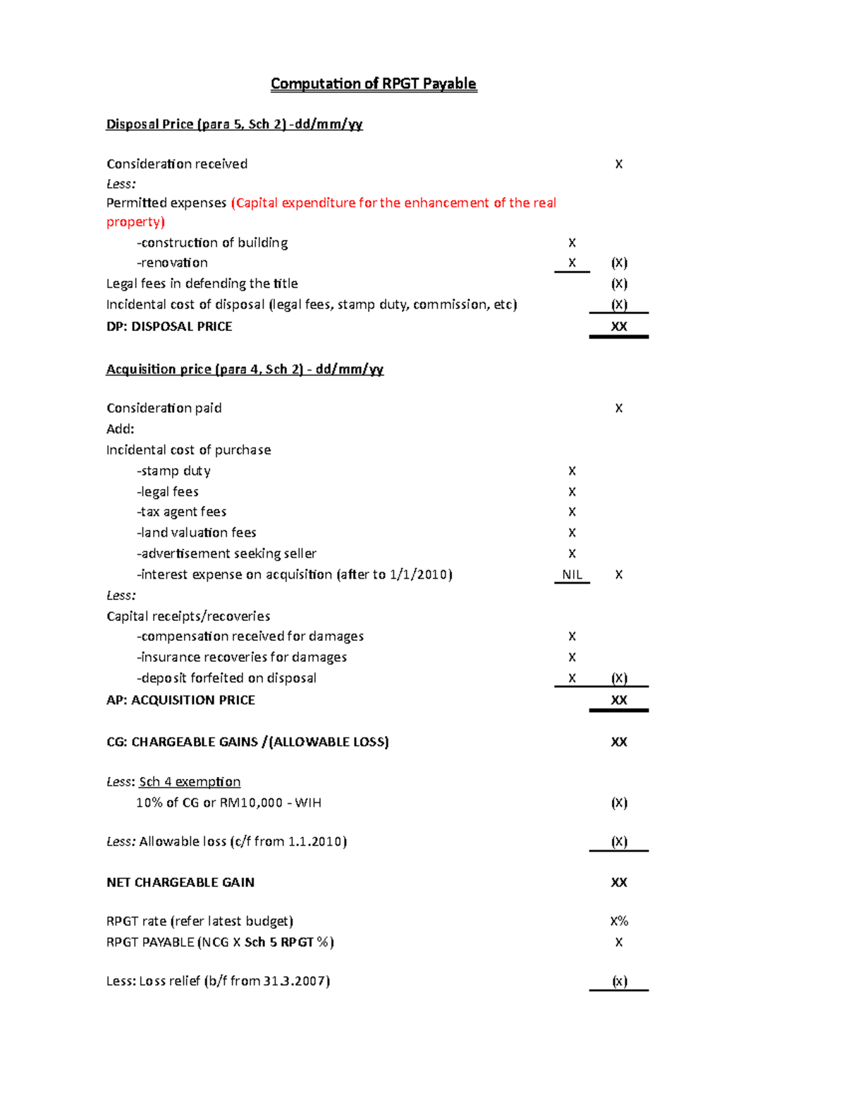 RPGT Payable Calculation and Examples for Tax Computation - Studocu