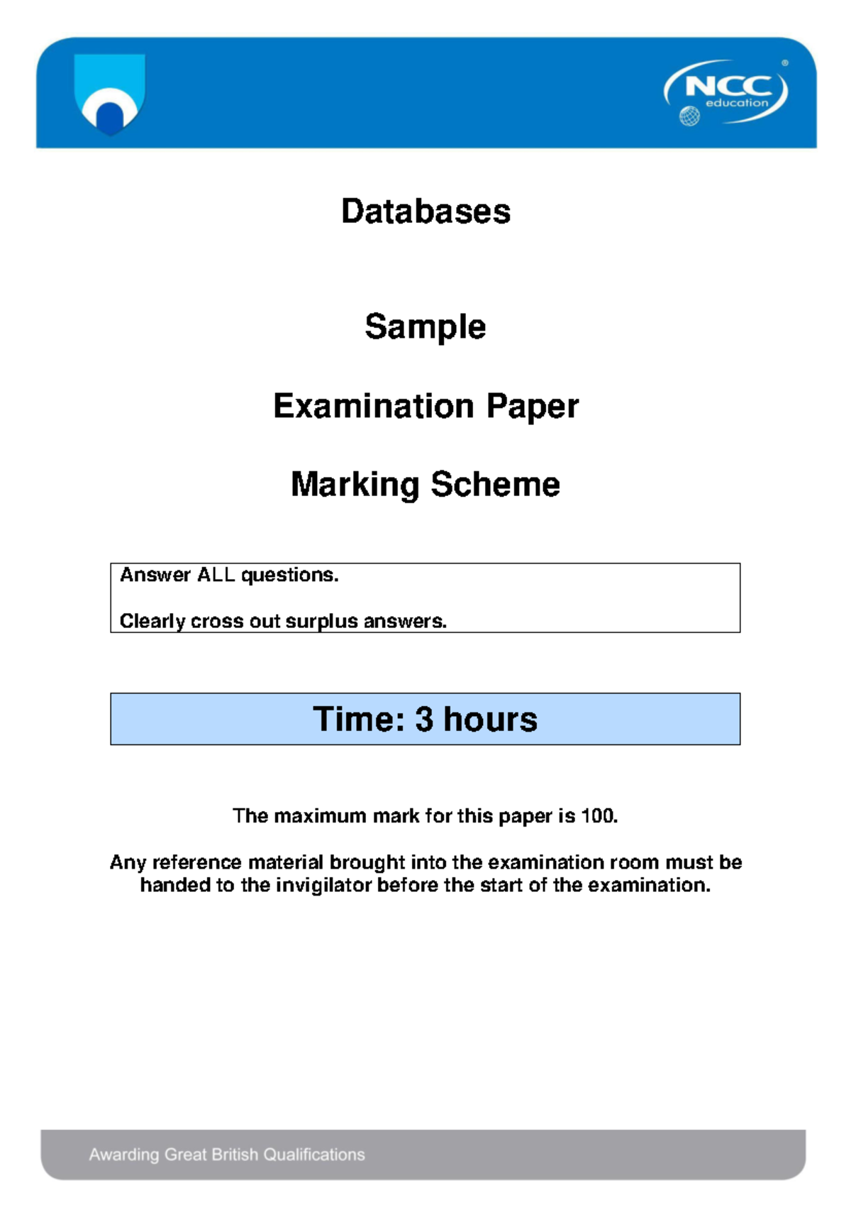 D5 - Databases Sample Exam Paper Marking Scheme and Answers - Studocu