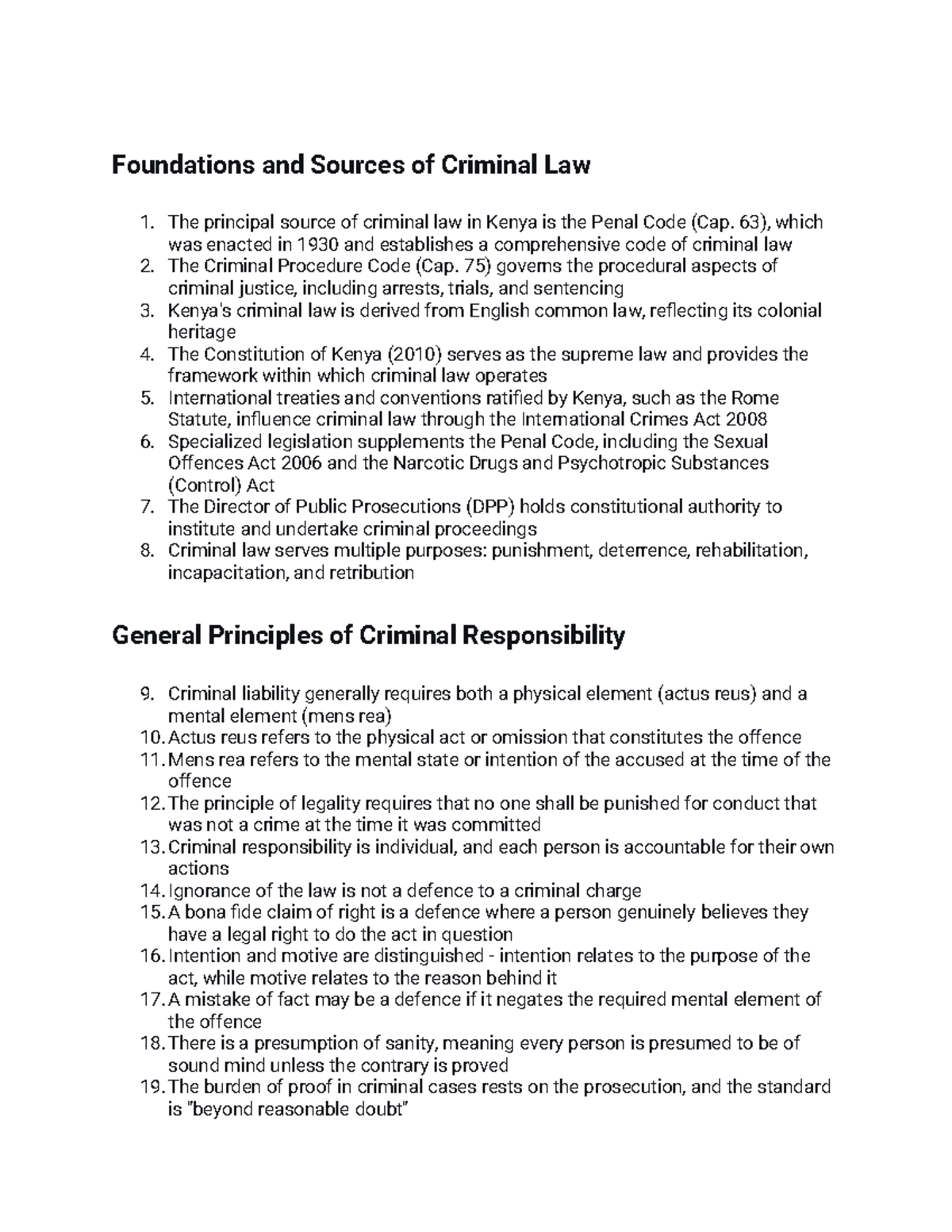 Criminal Law Overview: Foundations, Principles, and Key Offences - Studocu