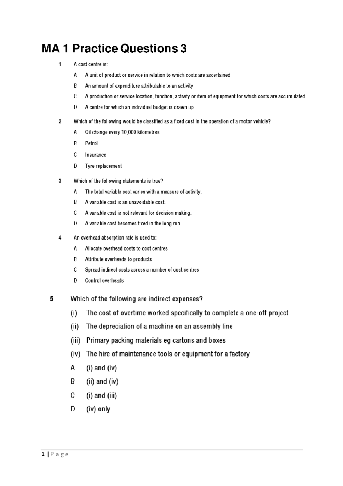 2022 Sept - Dec - FMA 1 Practice Questions 3 - tipologia dei materiali ...