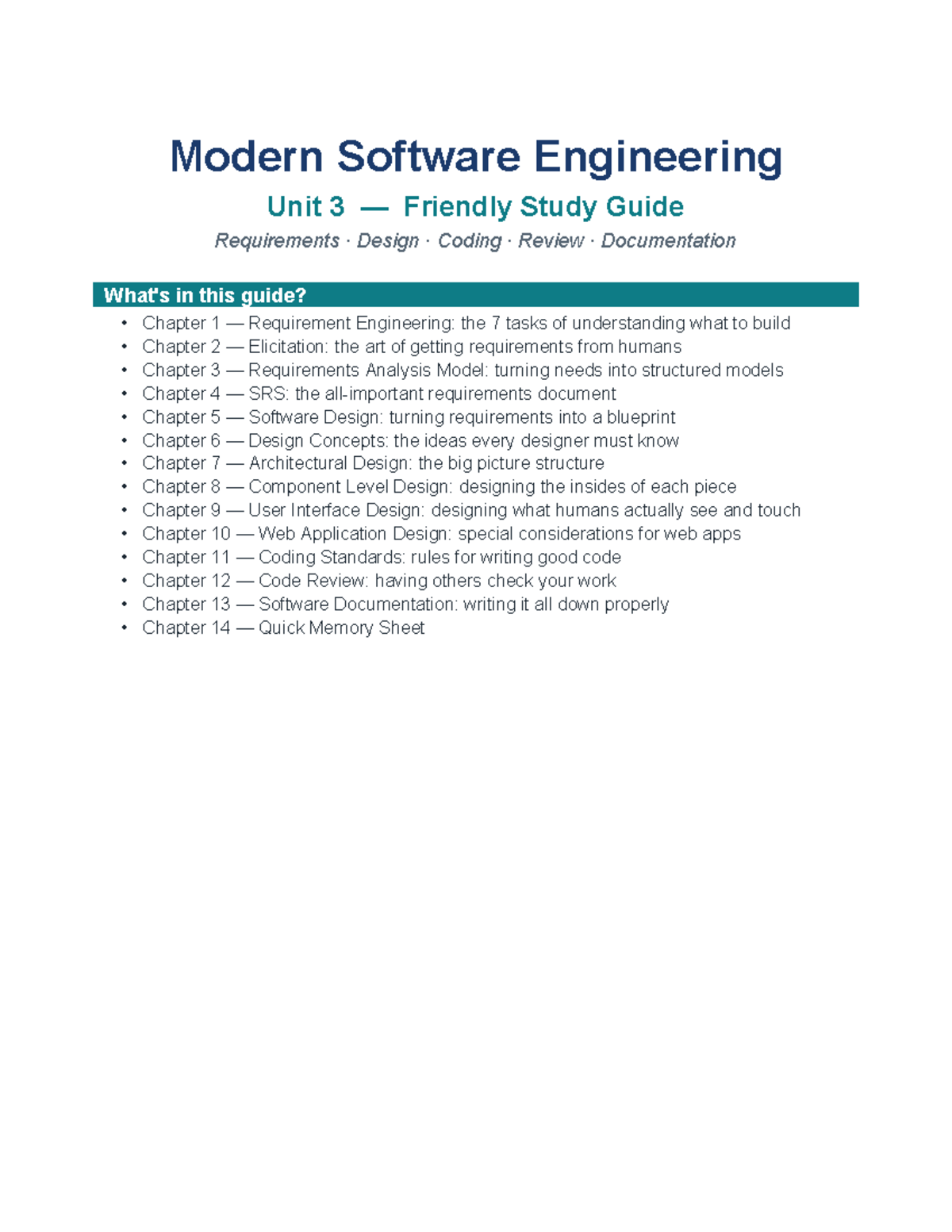 Unit 3 Easy Study Guide - MSE: Software Engineering Essentials - Studocu