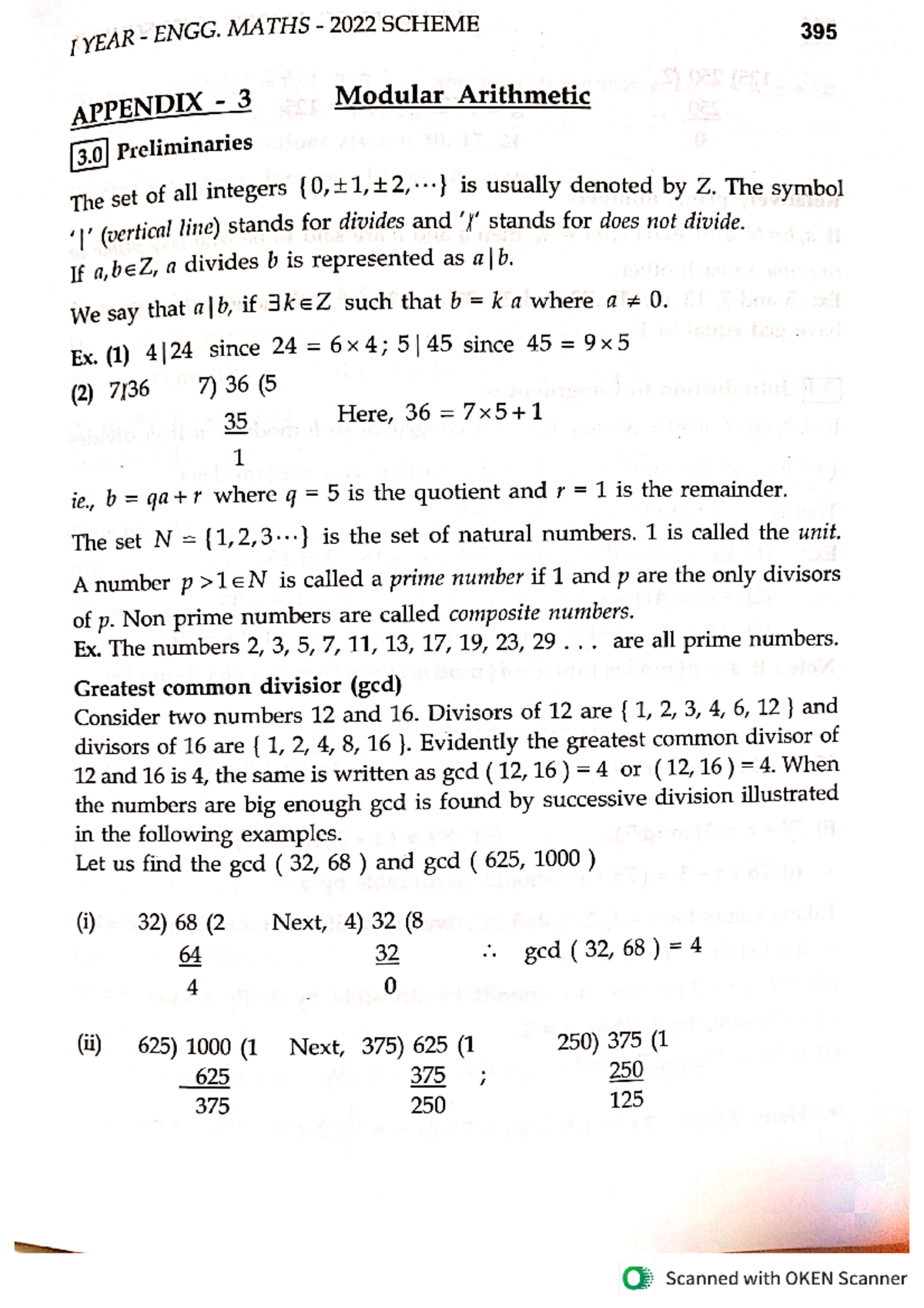 Modular Arithmetic Notes - I Year Engineering MATHS 2022 Scheme - Studocu